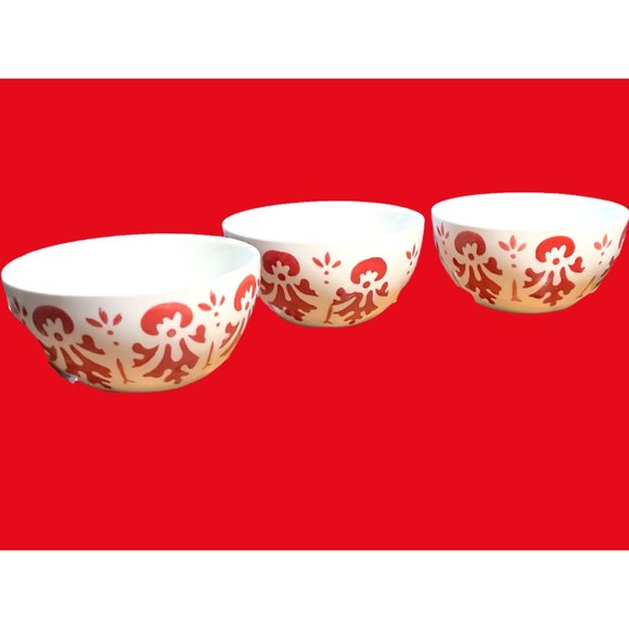 Kitchen | Unique Pattern Mini Ceramic Bowls Red Green White Set Of 5 ...